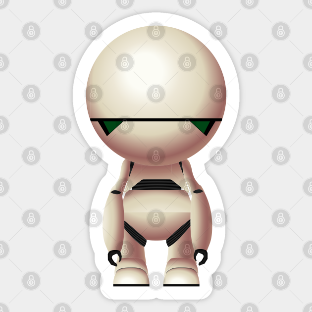 Marvin The Paranoïd Android - H2g2 - Sticker | TeePublic