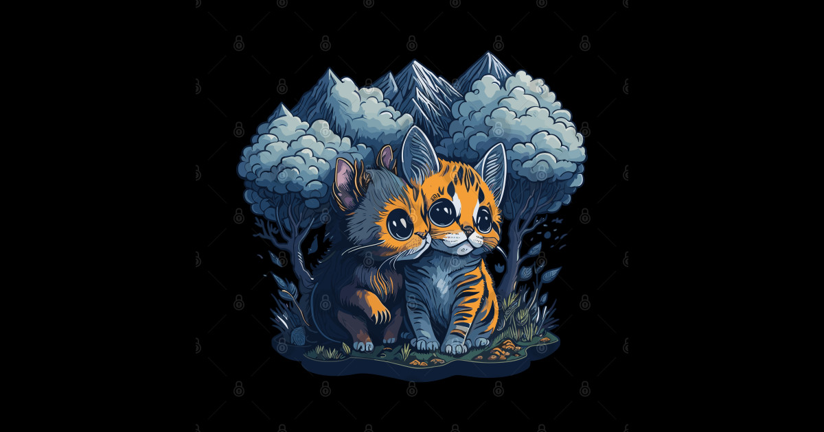 Awesome Couple Cat - Cats Lover - Sticker | TeePublic