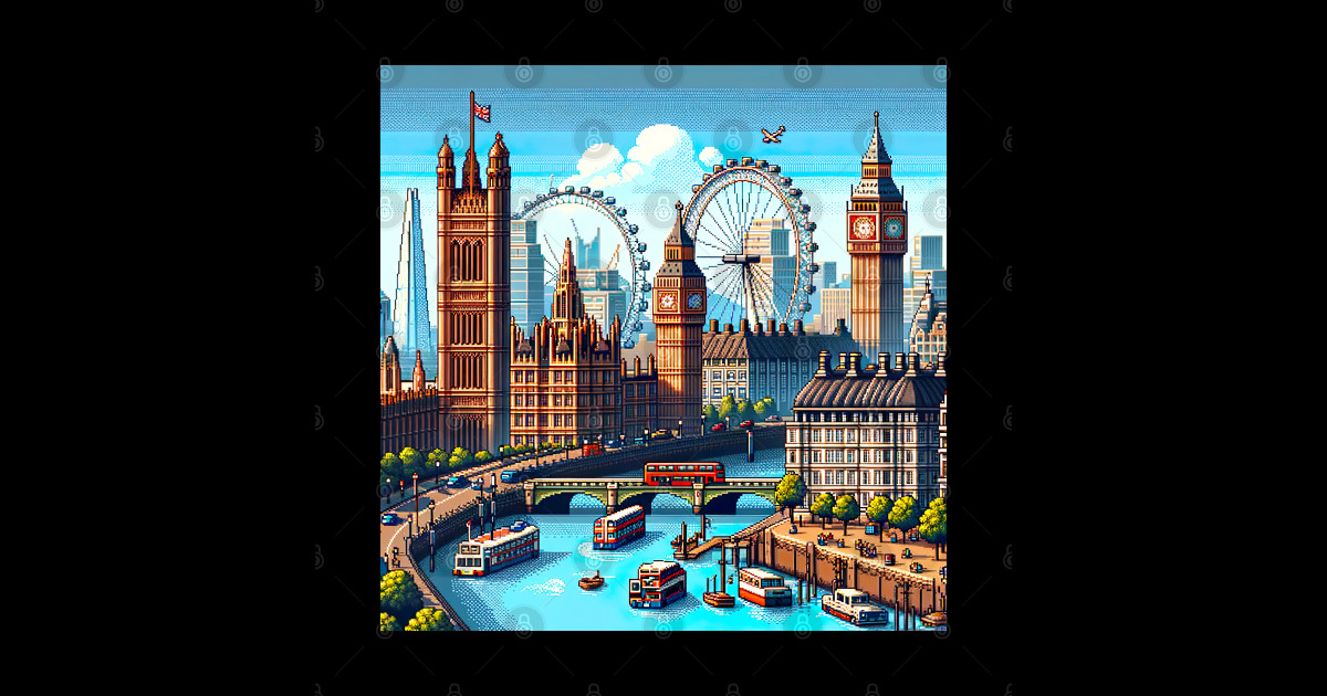 London Pixel Art Illustration - London - Posters and Art Prints | TeePublic