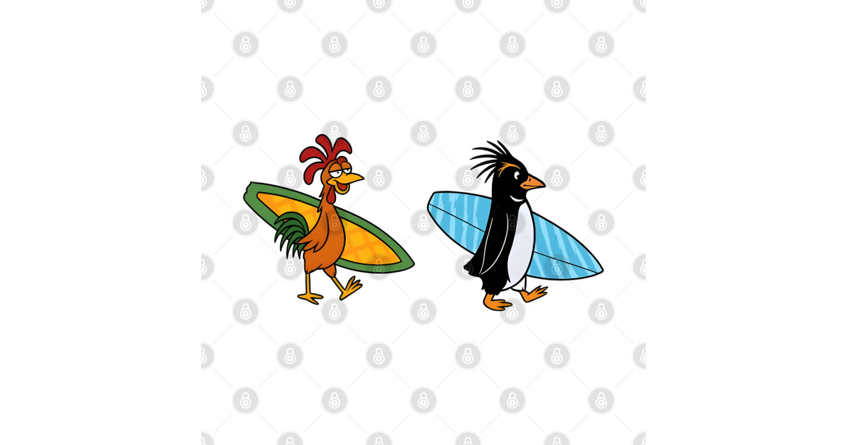 Surfers Up - Chicken Joe and Cody Maverick Surf Art - Surfs Up - T ...