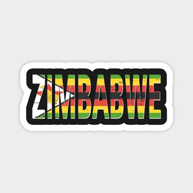 Zimbabwe Text in Colours of the Zimbabwean Flag - Zimbabwe - Magnet ...