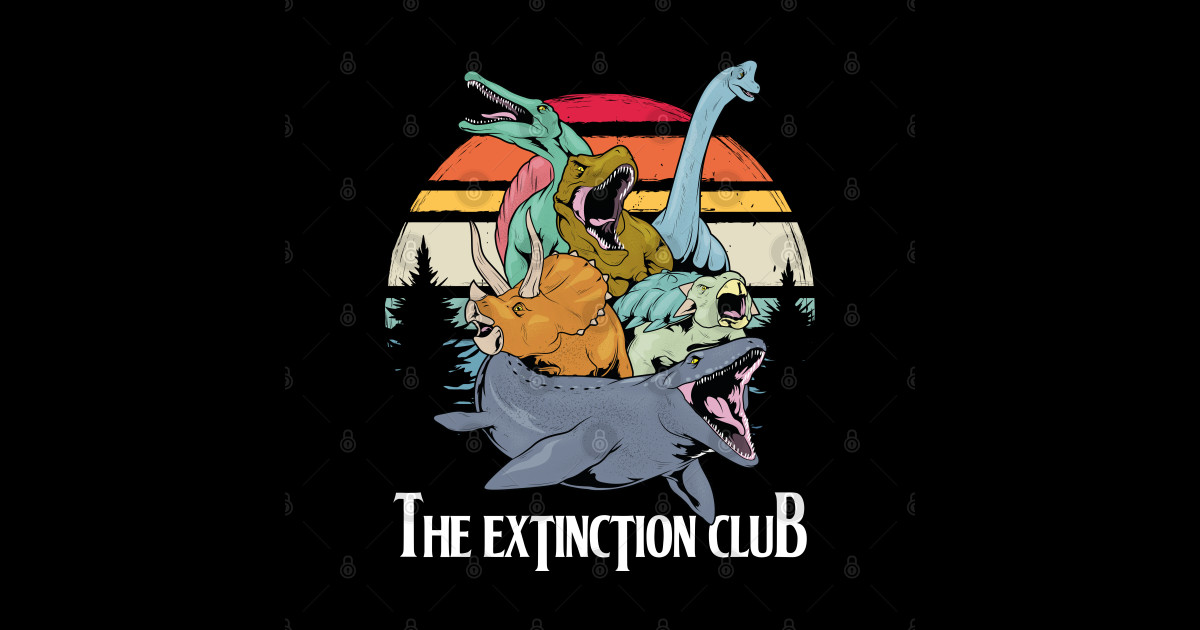 The Extinction Club: Vintage Dino Assembly - Dinosaur - Sticker | TeePublic
