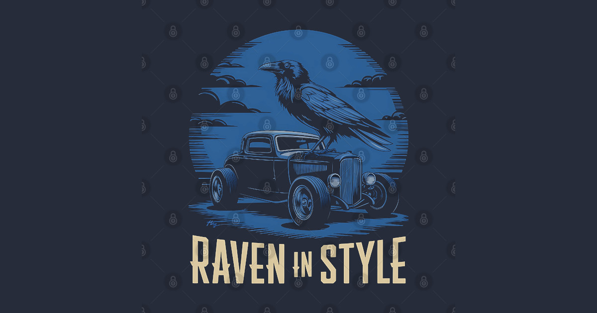 Raven And Hot Rod Classic Cat - Raven - T-Shirt | TeePublic
