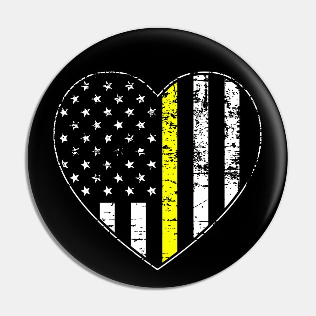 Thin Gold Line Distressed American Flag Heart - Thin Gold Line - Pin ...
