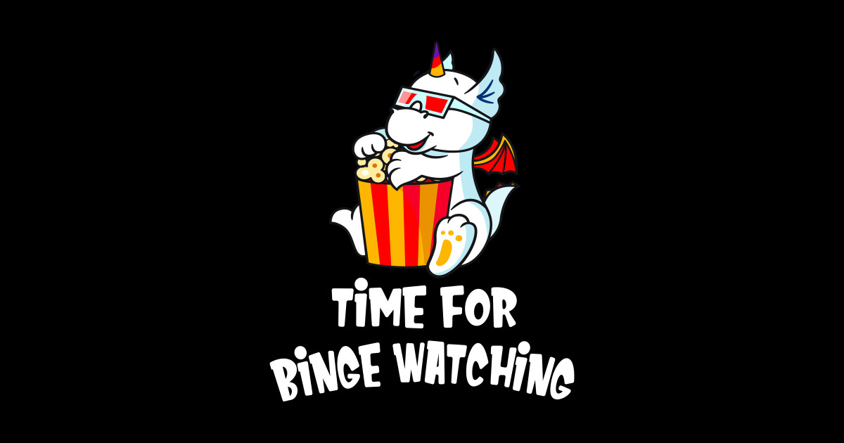 Binge Watching Cute Dragon Cinema Movie Fan - Hollywood - Sticker ...