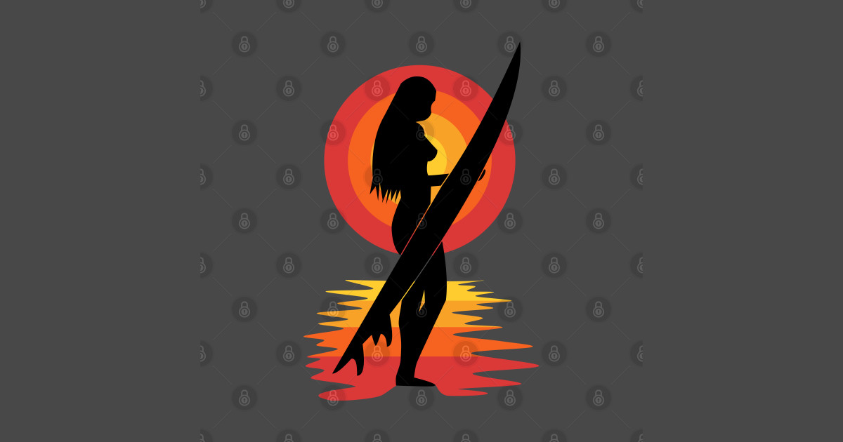 Surfer Girl Silhouette Sunset Surfer Girl Posters And Art Prints