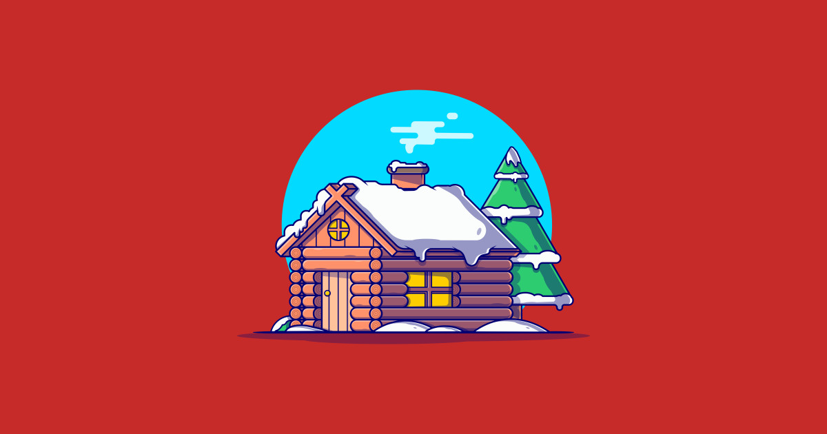 Snow Cabin in Winter Cartoon Vector Icon Illustration - Cabin - T-Shirt ...