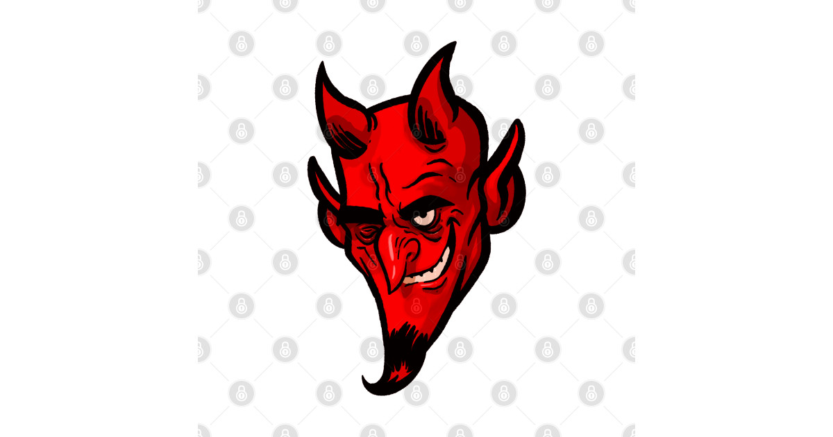 Funny Retro Horny Winking Devil Head - Devil - T-Shirt | TeePublic