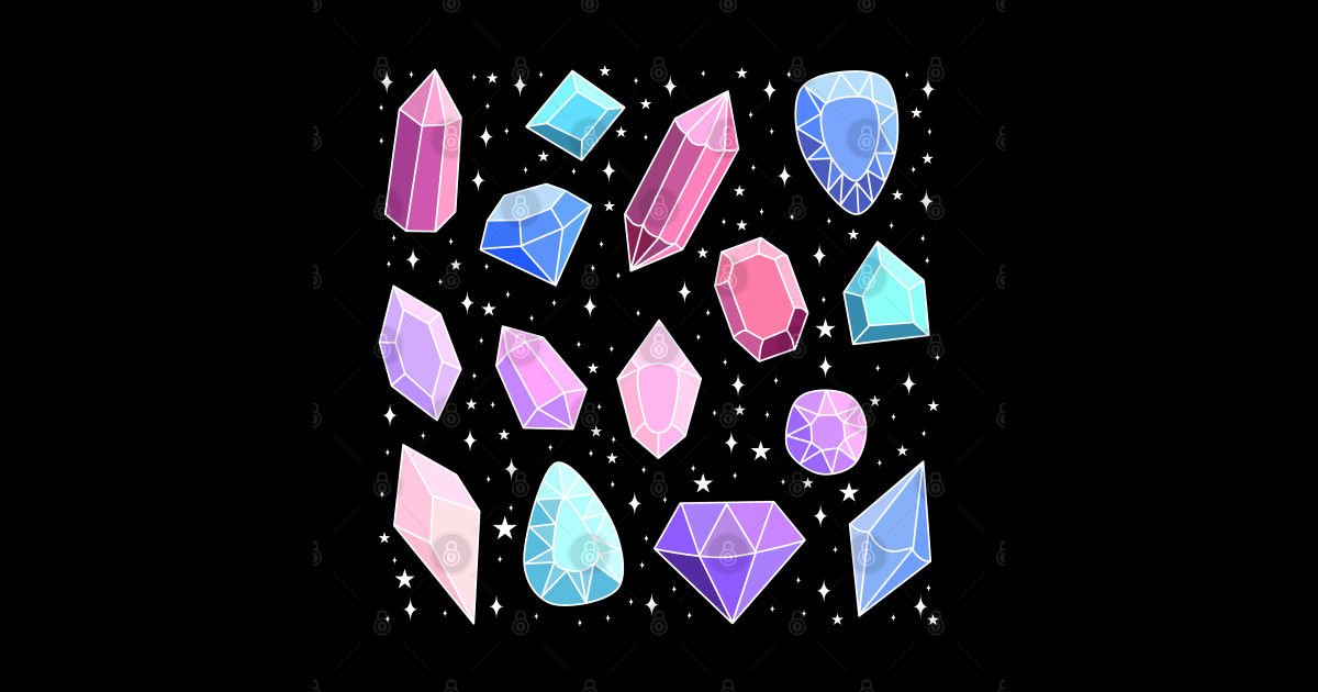 Cute magical crystal and gems pattern - Crystals Magic - Sticker ...