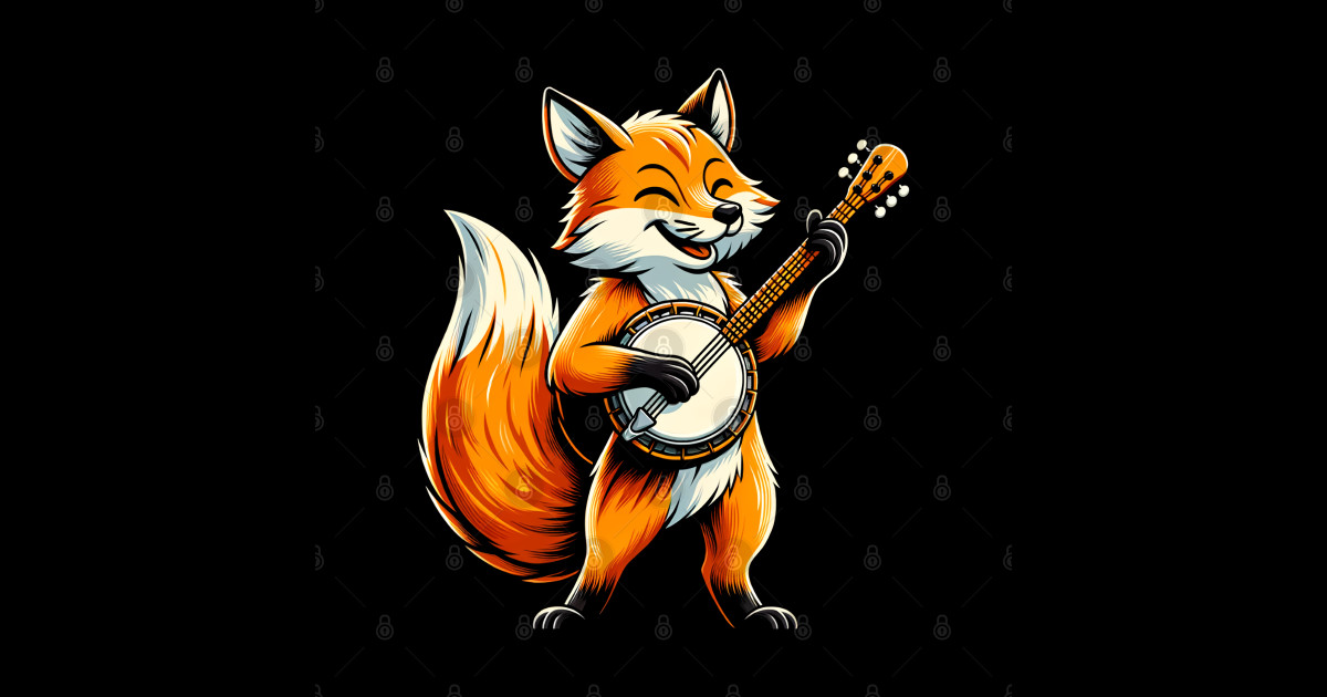 Fox Playing Banjo Vintage Retro Cottagecore Halloween Outfit - Banjo ...