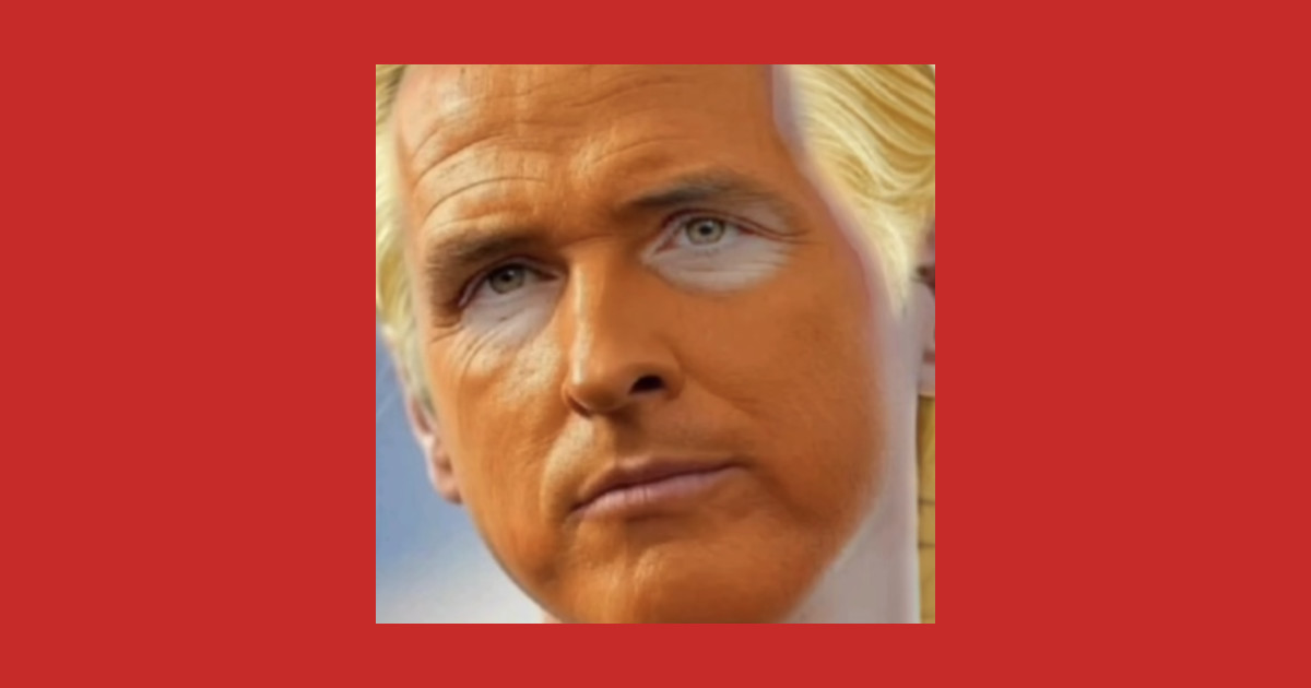 Governor Gavin Newsom of California in Trump Orange Face Make-up Meme ...