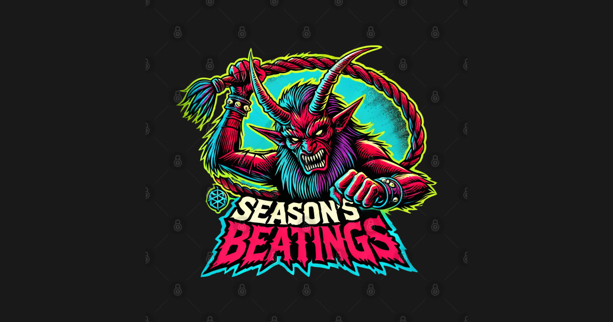 Neon Krampus Season's Beatings - Holiday Humor - Krampus - T-Shirt ...
