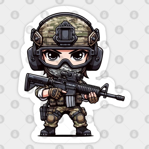 Tactical Chibi Girl - Chibi - Sticker | TeePublic