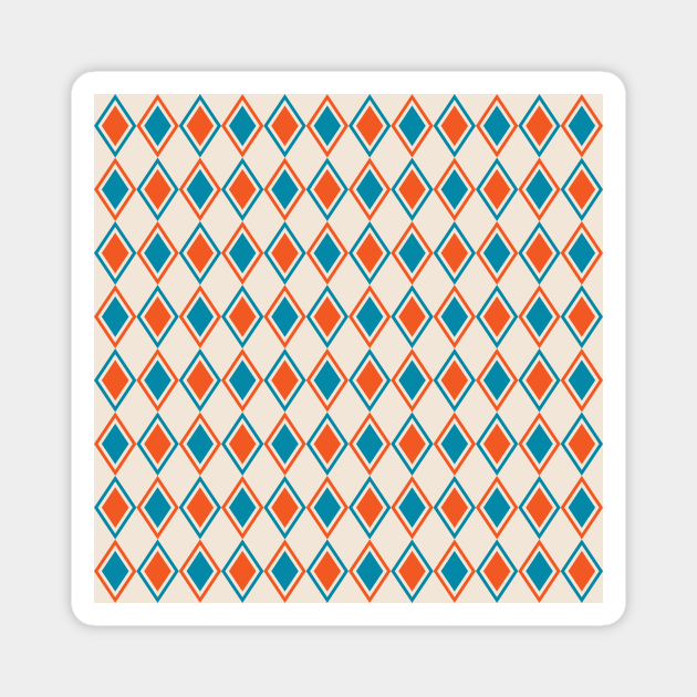 Blue and Orange Harlequin Pattern - Geo - Magnet | TeePublic