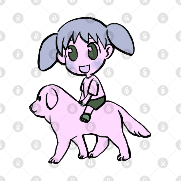 I draw chiyo chan riding her white dog tadakichi-san / azumanga daioh ...