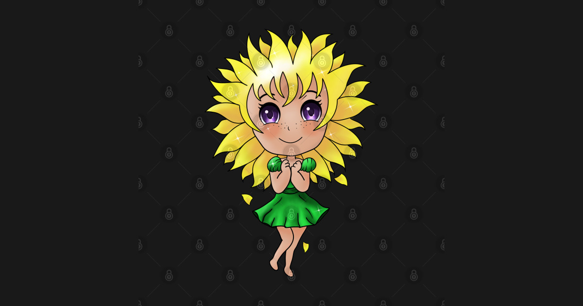 Sunflower Chibi Girl - Chibi - T-Shirt | TeePublic