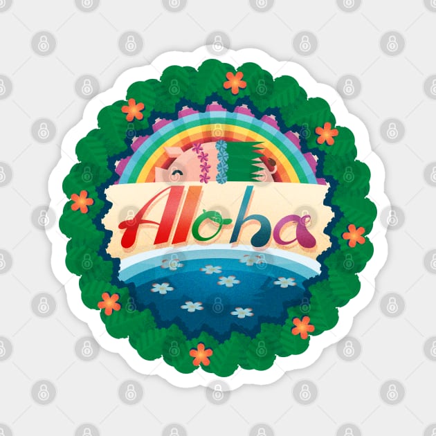 Aloha Pig - Hawaii - Magnet | TeePublic