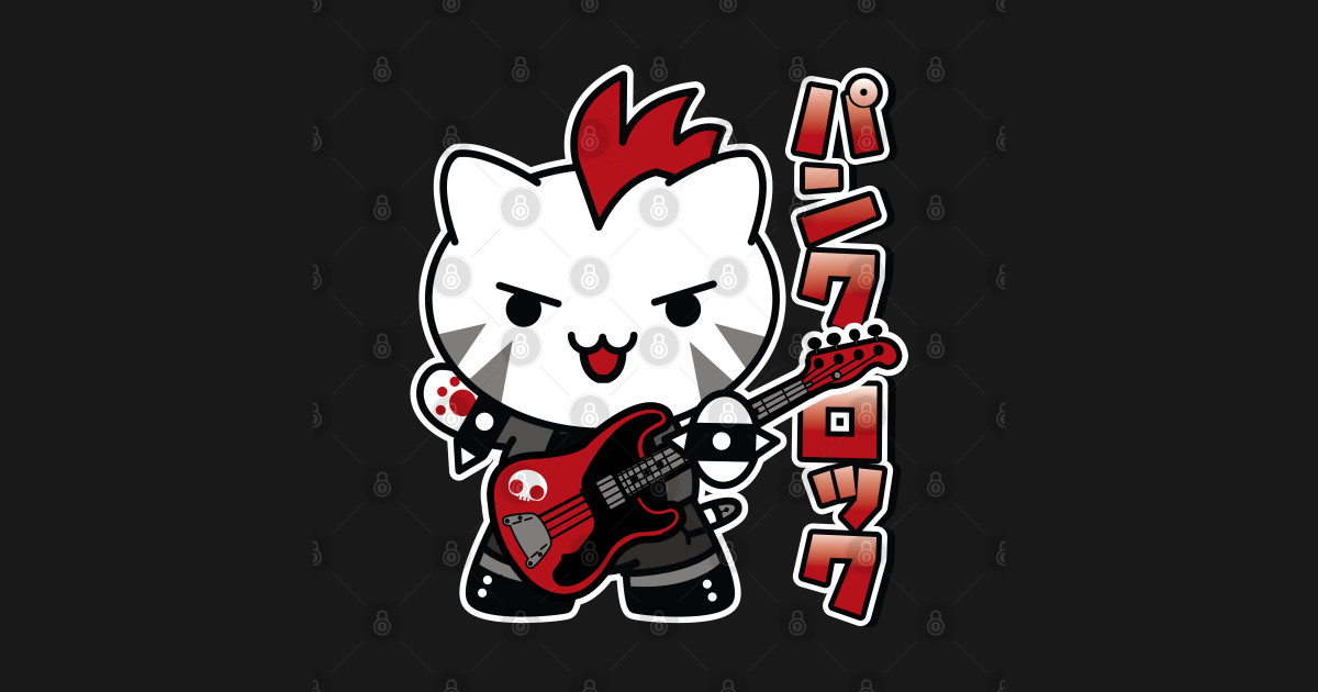 Punk Rock Cat - Cat - T-Shirt | TeePublic