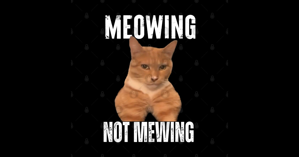 Funny Cat Meme Mewing LooksMax Meowing cat Trend - Mewing - Posters and ...