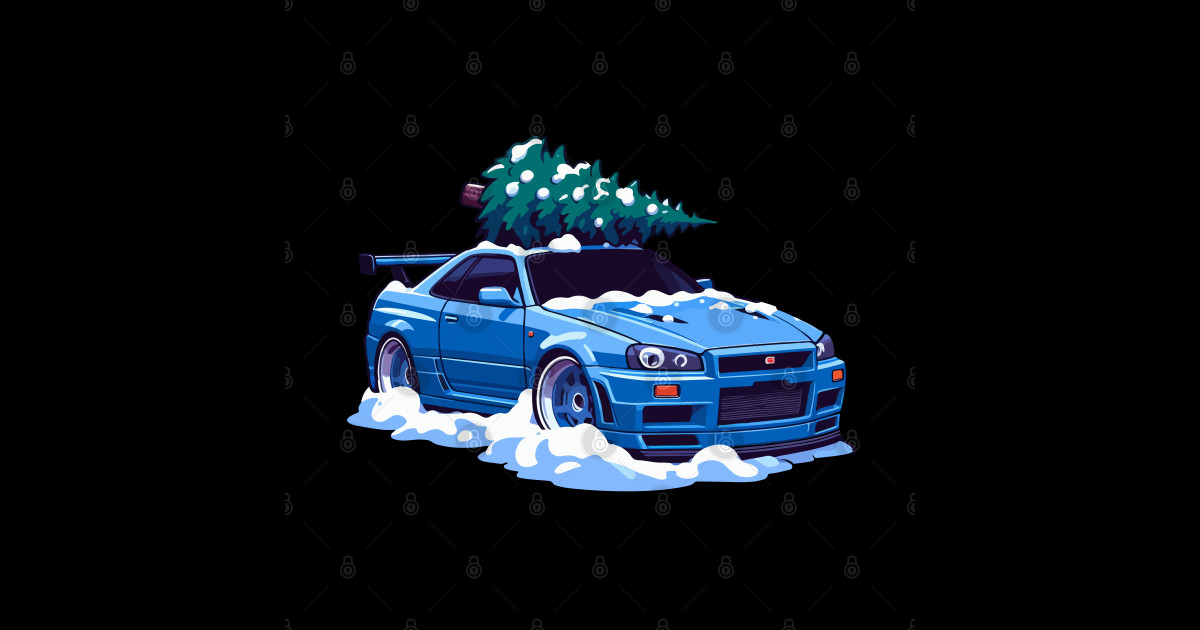 Skyline GTR Christmas - Skyline Gtr R34 - Sticker | TeePublic