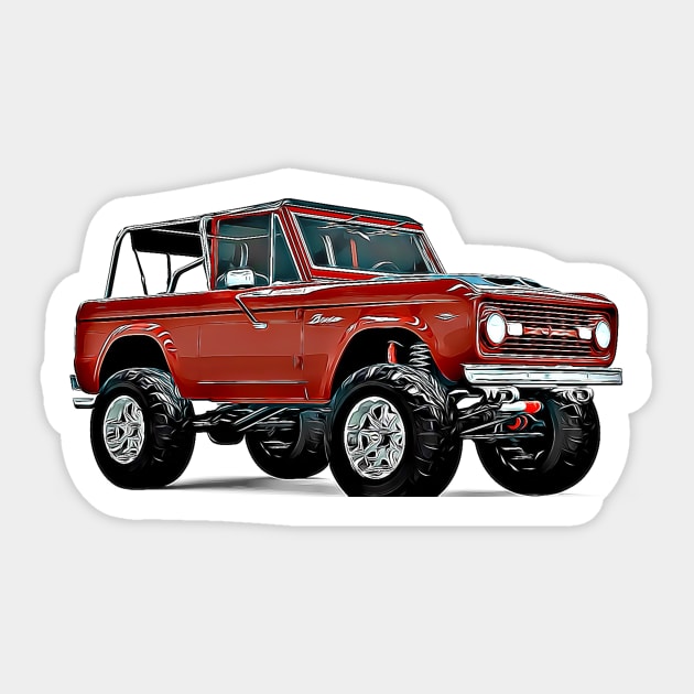 Bronco Cartoon - Car - Sticker | TeePublic