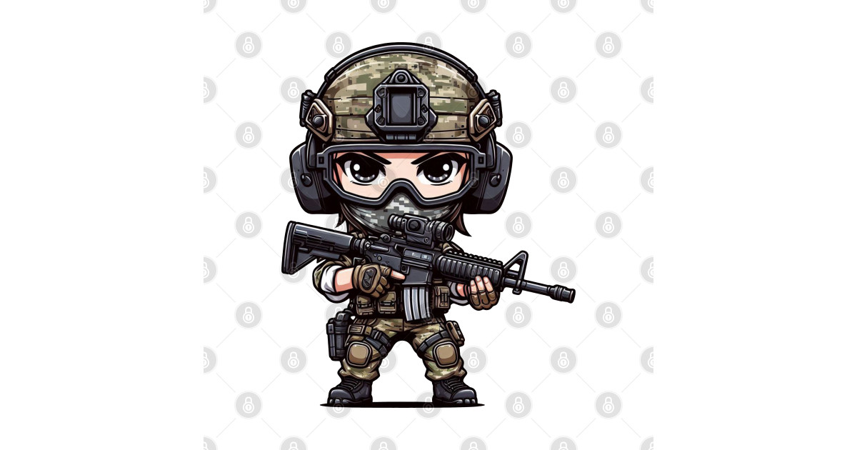Tactical Chibi Girl - Chibi - T-Shirt | TeePublic