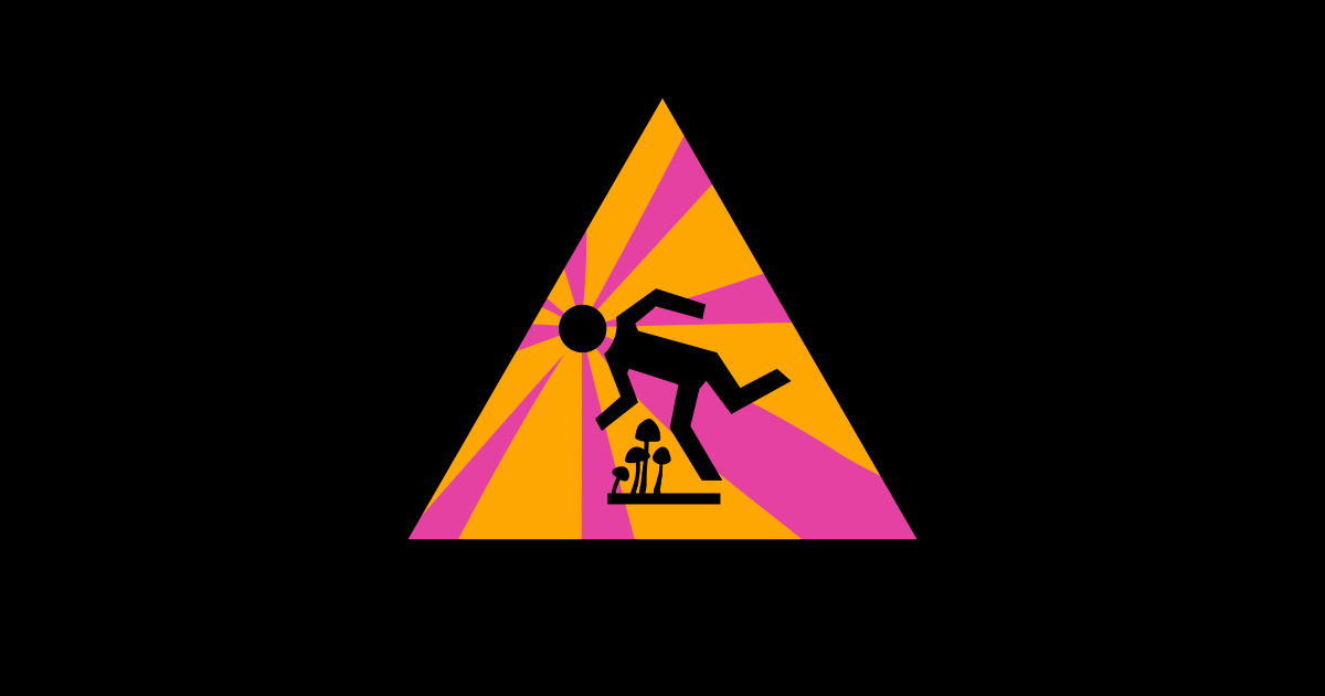 Pink Trip Hazard Psychedelic Warning Sign - Psychedelic - Sticker ...