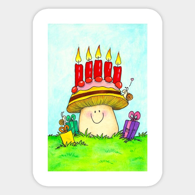 Happy Birthday Mushroom - Happy Birthday - Sticker | TeePublic