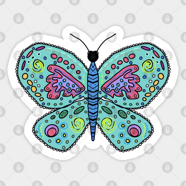 Lively Butterfly - Aqua - Butterfly - Sticker | TeePublic
