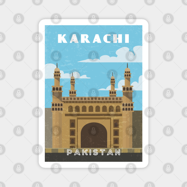 Karachi, Pakistan.Retro travel poster - Karachi Pakistan - Magnet ...