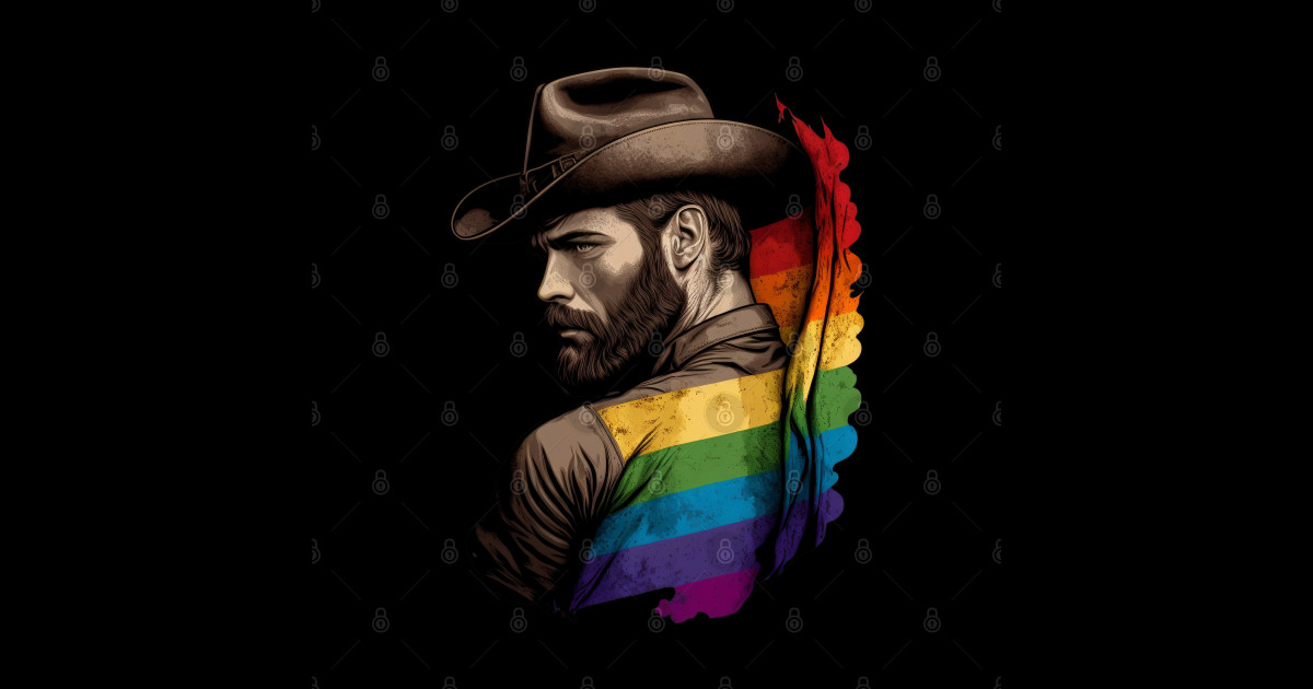 Cowboy LGBTQ pride flag - Lgbtq - Sticker | TeePublic