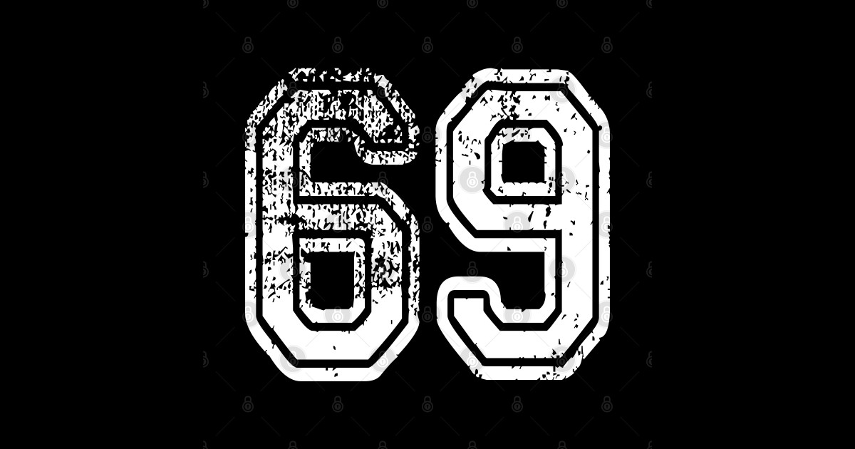 Number 69 Grungy in white - 69 - Sticker | TeePublic