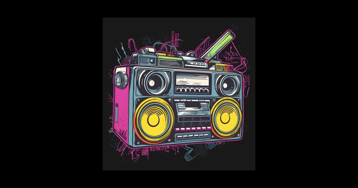 Ghetto Blaster Boom Box 80s Hip-Hop Stereo - Boombox - Sticker | TeePublic