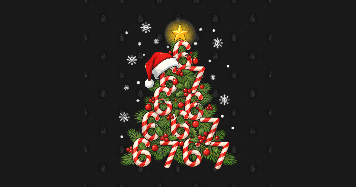 67 Tree Candy Cane Six Seven - Christmas Tree Meme - T-Shirt | TeePublic