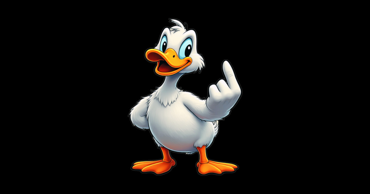 Funny cute middle finger cartoon duck - Middle Finger Duck - Sticker ...
