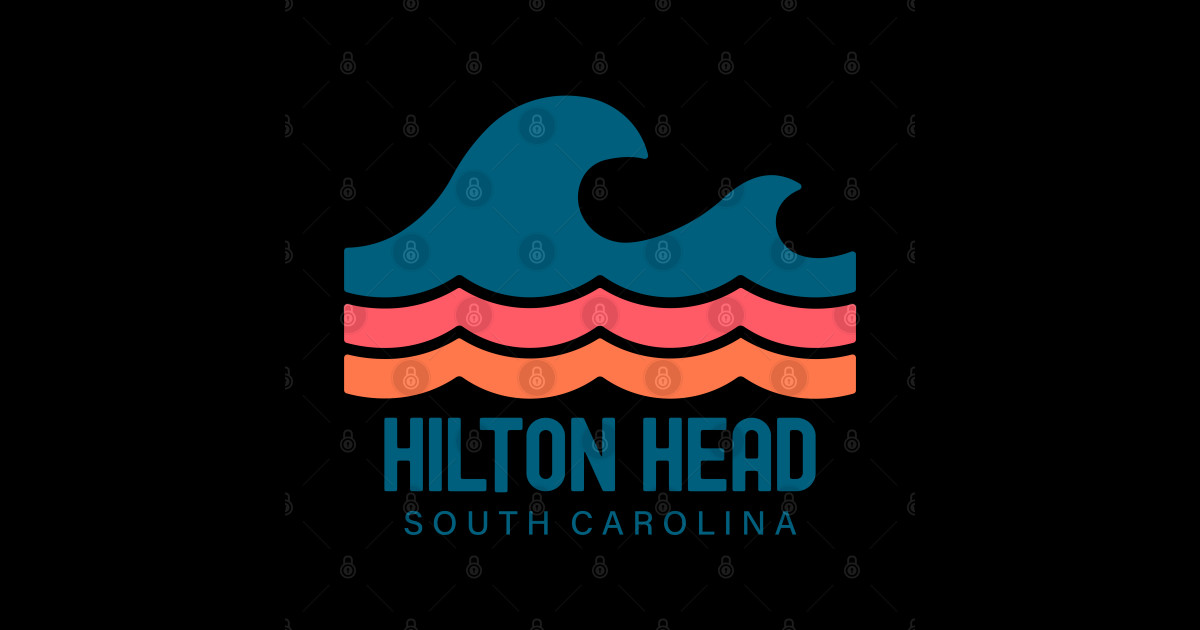 Hilton Head Island South Carolina Vintage Wave - Hilton Head - Sticker ...
