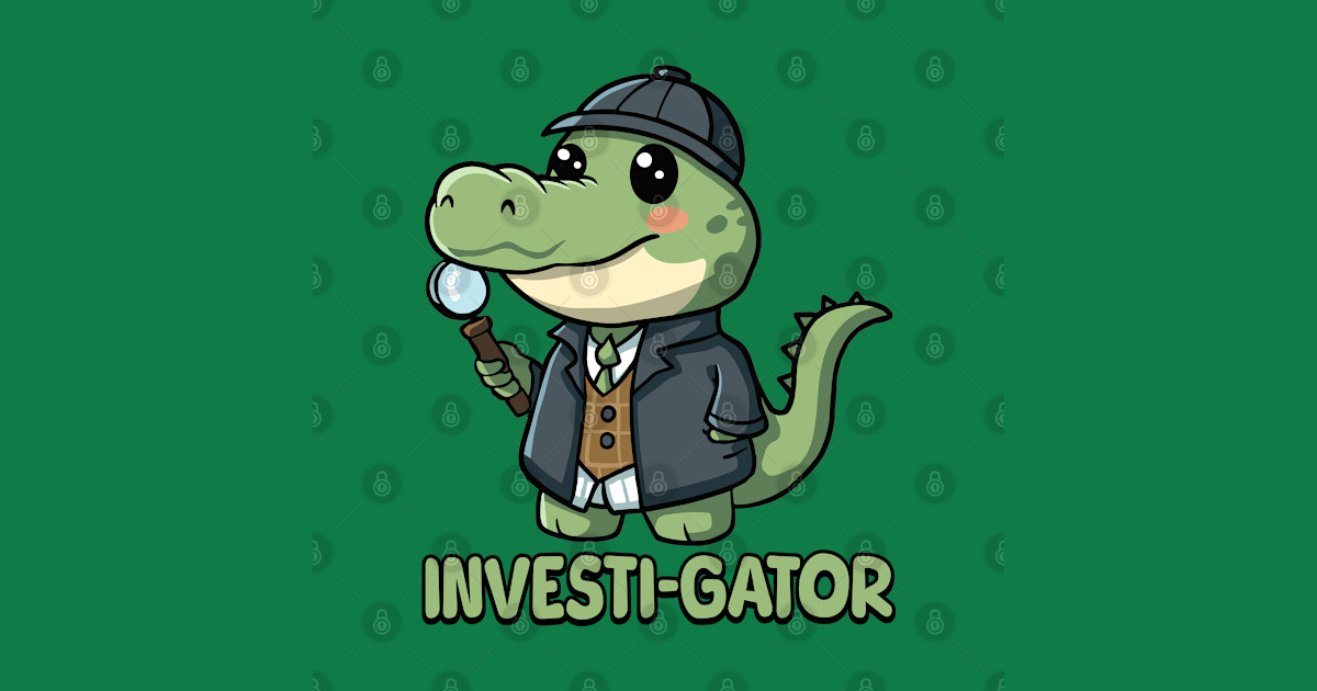 Investigator! Kawaii Baby Alligator Detective Cartoon - Allligator Pun ...