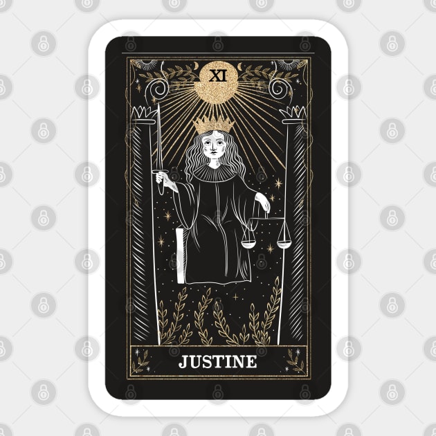 Justine Tarot Card - Tarot Cards - Sticker | TeePublic