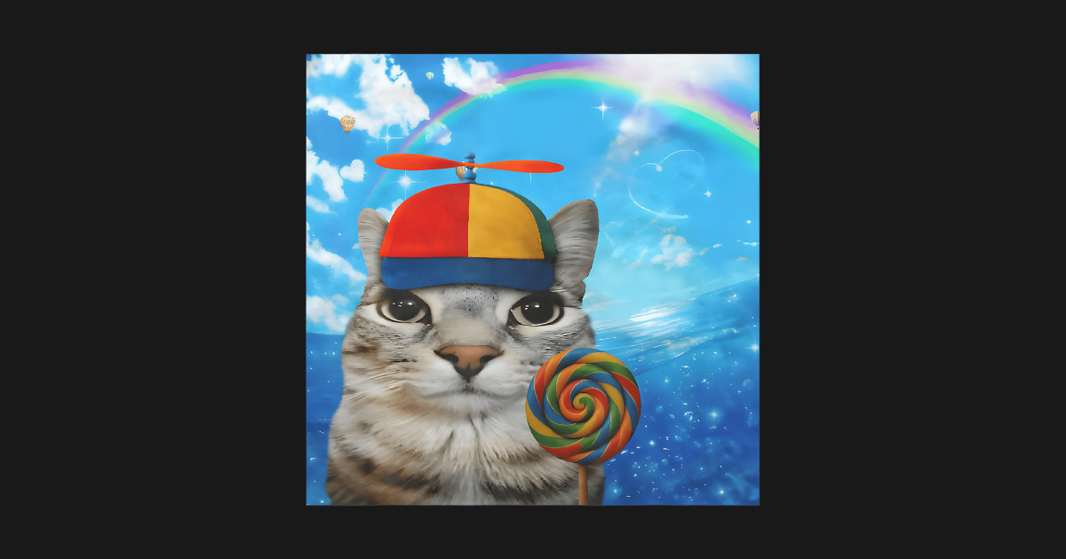 HapCat Dreamcore Lollipop Cat Kitten Brainrot - Happy Cat Meme - T ...