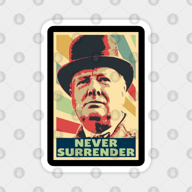 Winston Churchill Never Surrender Vintage Colors - Winston - Magnet ...