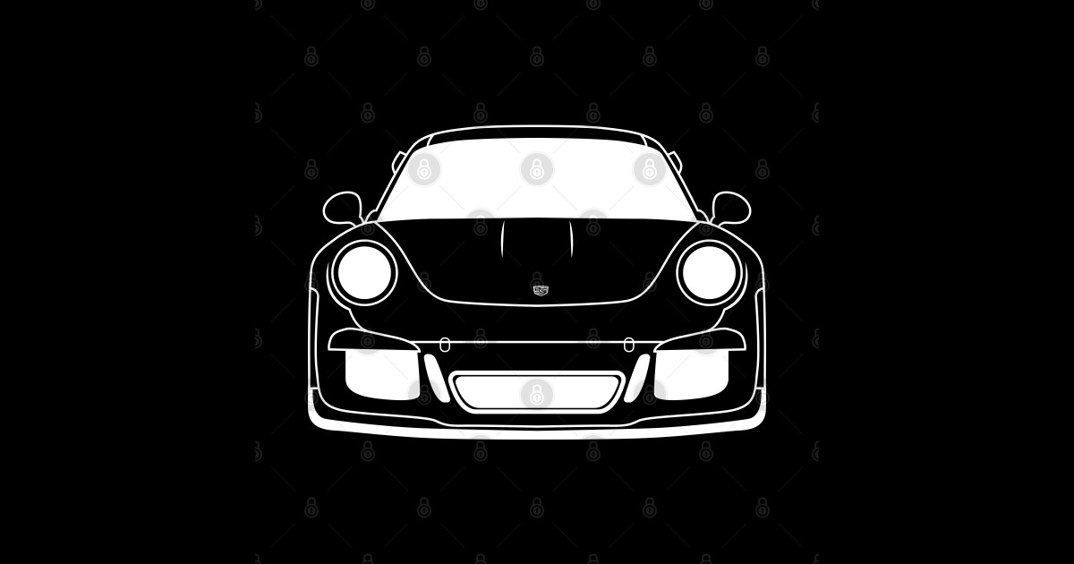 Porsche 911 GT3 RS White Outline - Car - Sticker | TeePublic