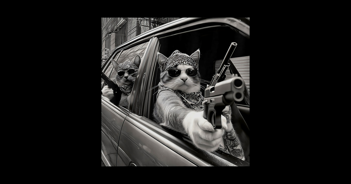 Gangster Cat Meme - Gangster Cat Meme - Sticker | TeePublic