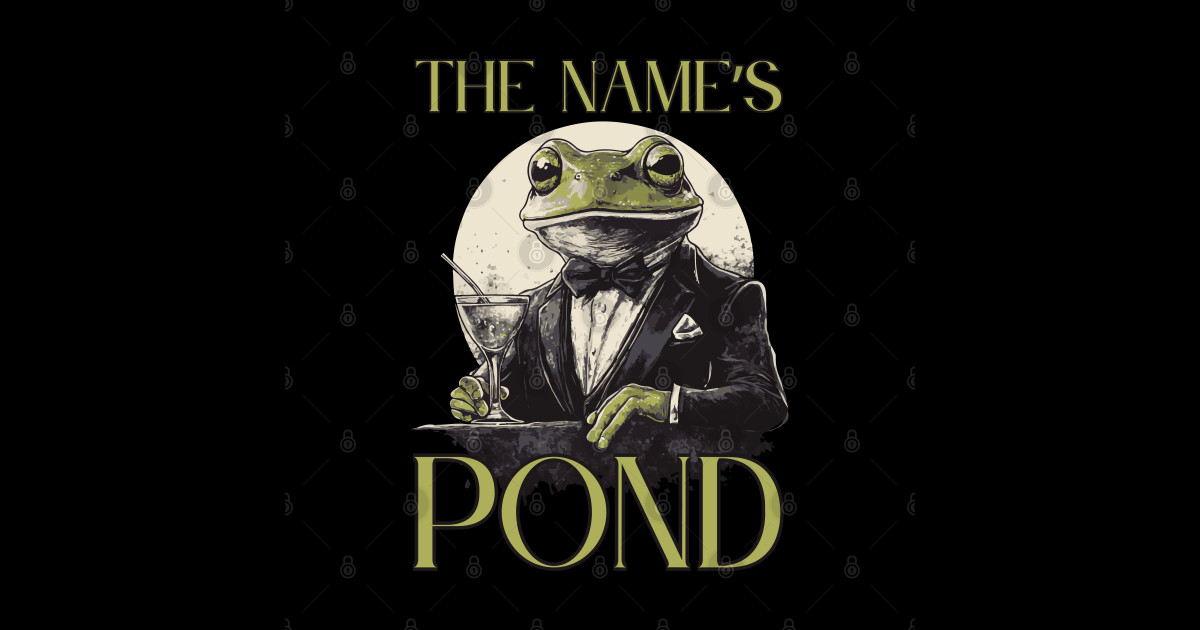 The Name's Pond - Movie Pun & Parody - Frog - Sticker | TeePublic
