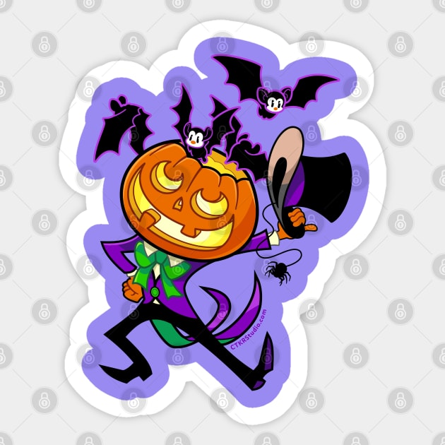Top Hat Pumpkin Dandy and Bats - Pumpkin Halloween - Sticker | TeePublic