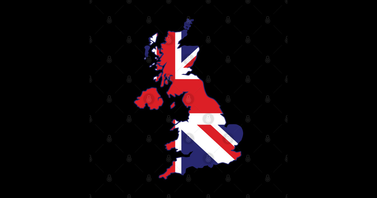 Map of UK with British - United Kingdom - Sticker | TeePublic
