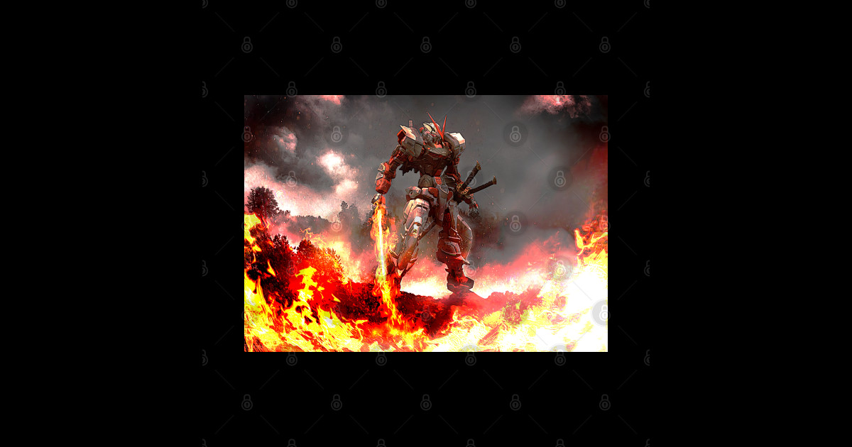 astray gundam red frame fire - Astray Red Frame - Sticker | TeePublic
