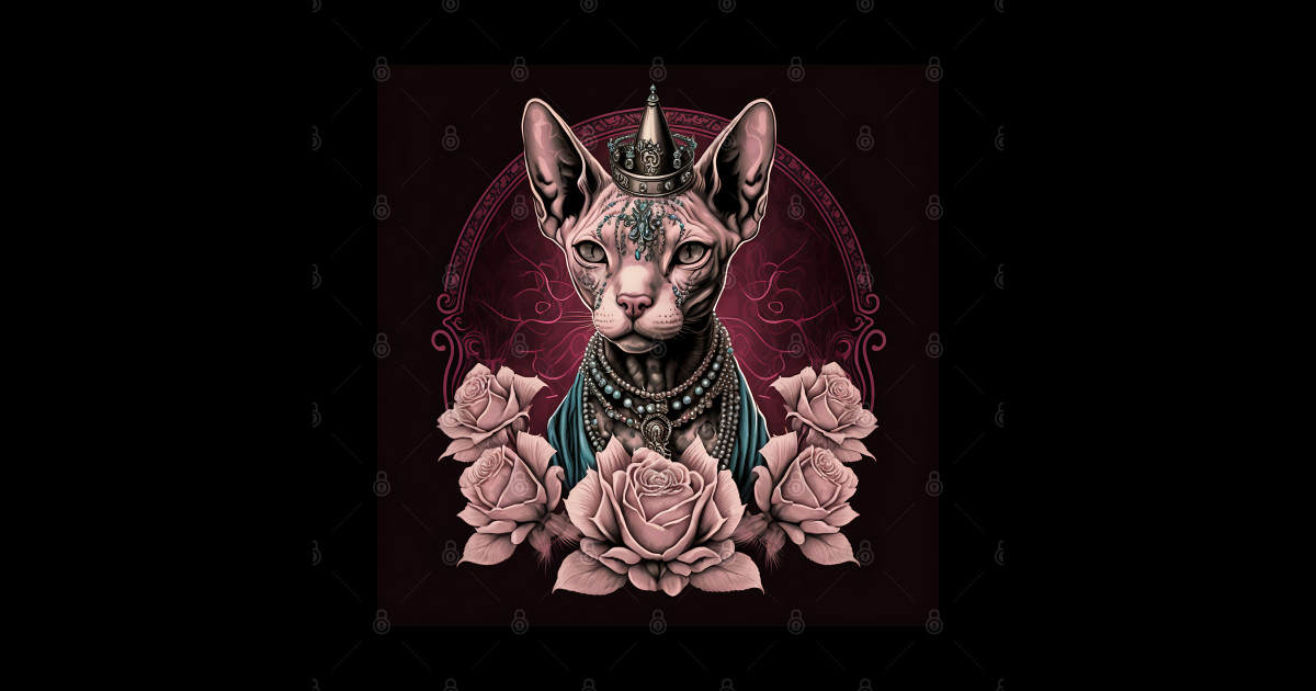 Goth Sphynx And Roses - Victorian Sphynx - Sticker | TeePublic