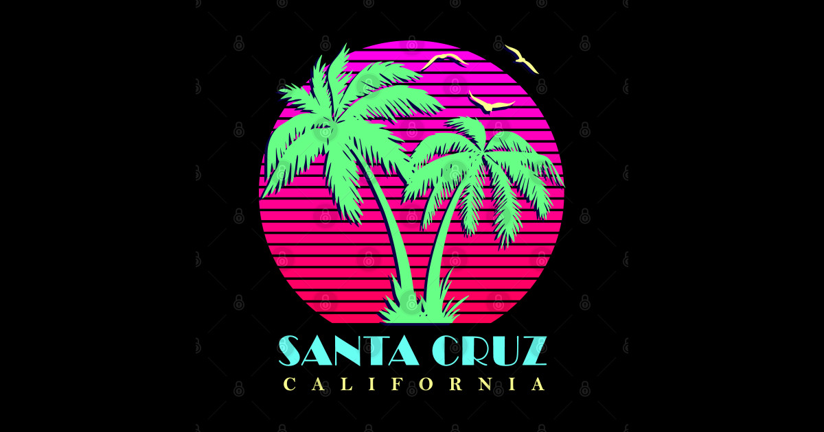 Santa Cruz California Palm Trees Sunset - Santa Cruz - Sticker | TeePublic