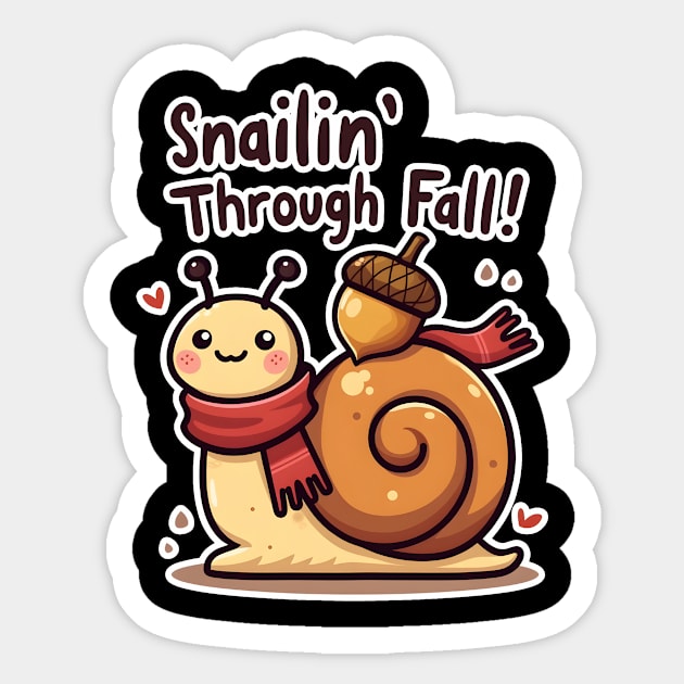 Kawaii Snail & Acorn Design - Kawaii Snail - Sticker | TeePublic