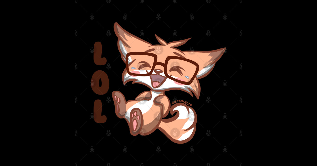 Cute Kawaii Nerd Fox lol laughing - Funny Fox - Sticker | TeePublic